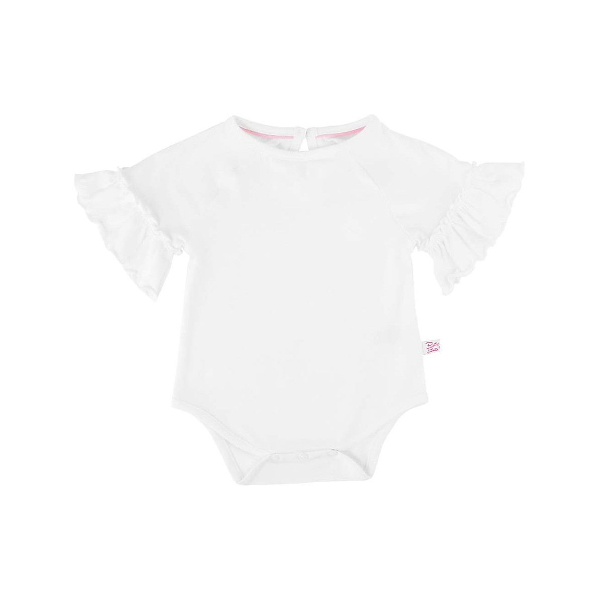 RuffleButts® Baby/Toddler Girls White Ruffle Sleeve Bodysuit - 18-24m