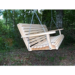 Ecommersify Inc 5 Five Feet Ft Made in The USA Rot Resistant Cypress Lumber Roll Back Porch Swing with Swing-Mate™ Comfort Springs