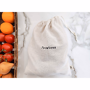 Montecito Home - 100% Linen Onion and Potato Linen Bags, Potato Sacks, Potato Keeper, Washable Storage Bags, Storage For Pantry- Combo Set - Two 15"x12" Farmhouse Artisan Linen Bags - White