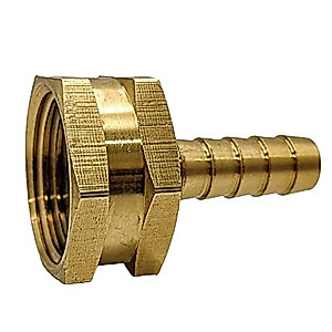 GRIDTECH Brass Garden Hose Adapter Swivel Fitting, 3/8” Barb and 3/4” GHT Female Connector, Heavy-Duty High-Pressure Support, Rust and Corrosion Resistant