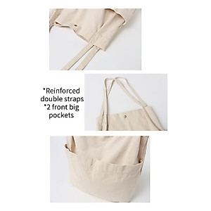 Jeelow Canvas Bucket Tote Shoulder Bag Handbag Purse Women (Beige)