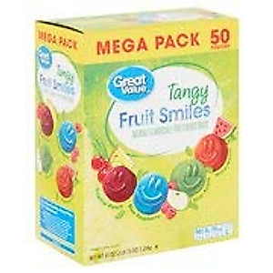 Great Value Tangy Fruit Smiles, 45 Oz - 50 Pouches (Pack of 3)