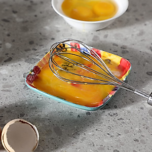 Colorful Hand Painted Spoon Rest - 4.75 Inches Ceramic Spoon Holder for Kitchen Counter Stove Top, Dishwasher Safe, Multicolor