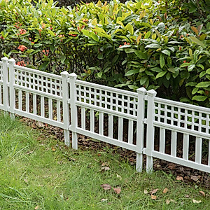 Gardenised Plastic Outdoor Decor Garden Flower Edger Fence, Border, Set of 4 Panels, White
