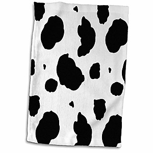 3D Rose Black and White Cow Print Towel, 15" x 22", Multicolor