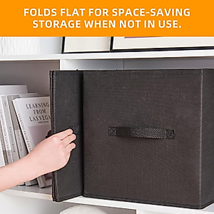 Somdot Fabric Storage Bins with Handle, 10.6 Inch Collapsible Storage Cubes, Foldable Organization Baskets for Closet Shelves Offices Toys, Set of 6 - Black