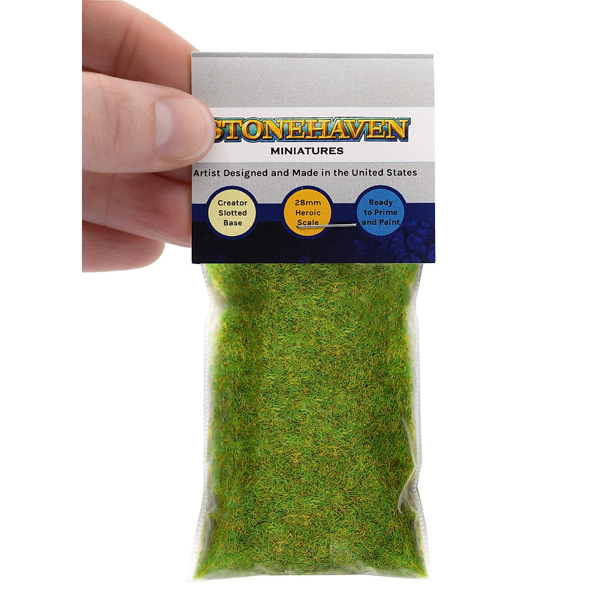 Stonehaven Miniatures Static Grass, Bright Green - 2mm Length Fibers - Master Quality Base & Scenery Flock - Realistic Texture & Detail - for 28mm Scale Table Top War Game Miniatures - Made in USA