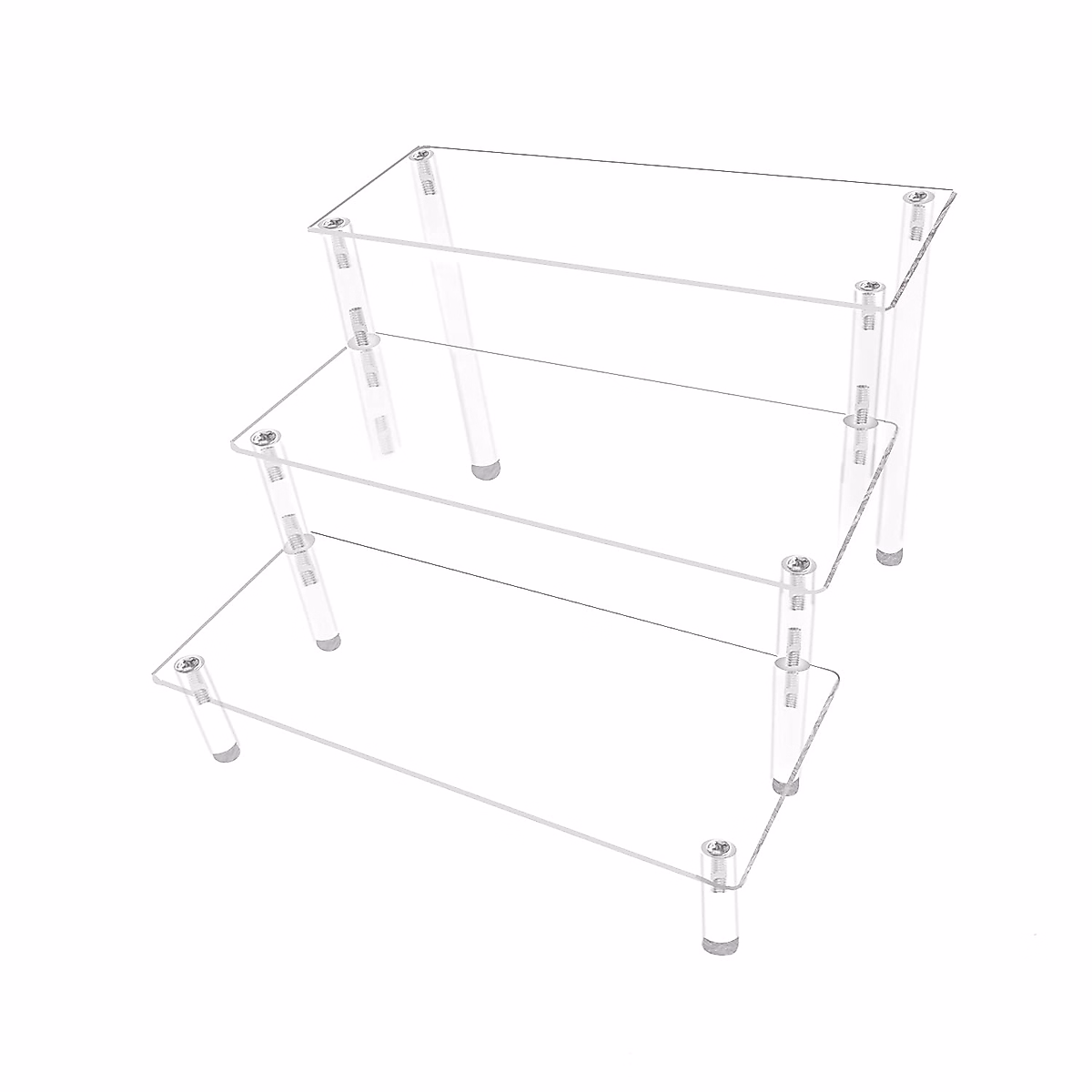 Acrylic Display Risers,Clear Display Risers Stand Small Mini Shelf 3 Tiered Cupcake Stand for Food Desserts Stand Perfume Organizer Toys Collections Cosmetic Products Tabletop Use (9 x 8 x 6 Inch)