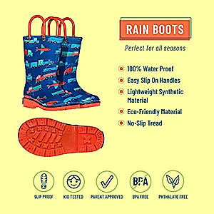 Wildkin Kids Insulated Lunch Bag, Umbrella with Size 1 Rainboots Bundle for All Seasons (Transportation)