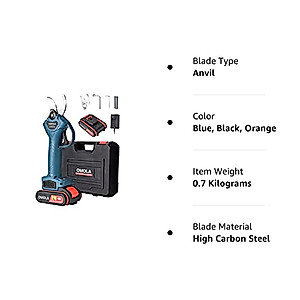 OMOLA Electric Pruning Shears,with 2 PCS Rechargeable 21V 2Ah 2000mA Lithium Battery Powered and 2 Blades，1Inch/25mm Cutting Diameter,6-8 Working Hours…