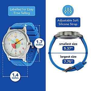 OWLCONIC Telling Time Teaching Clock - Bundled with Kids Watch. Learn to Tell Time Resources. Blue