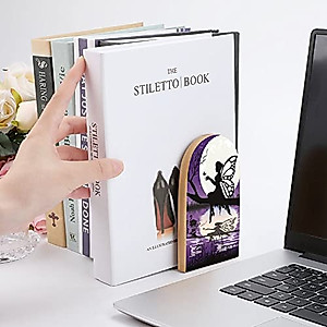 Book Ends Cute Fairy and Moon Bookends for Shelves to Hold Books Heavy Duty Non-Slip Book Stoppers Wood Decorative Home Office