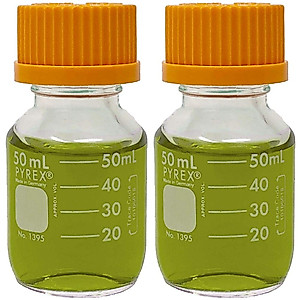 Corning PYREX #1395-50, 50mL Round Media Storage Bottles, with GL32 Screw Cap (Pack of 2)