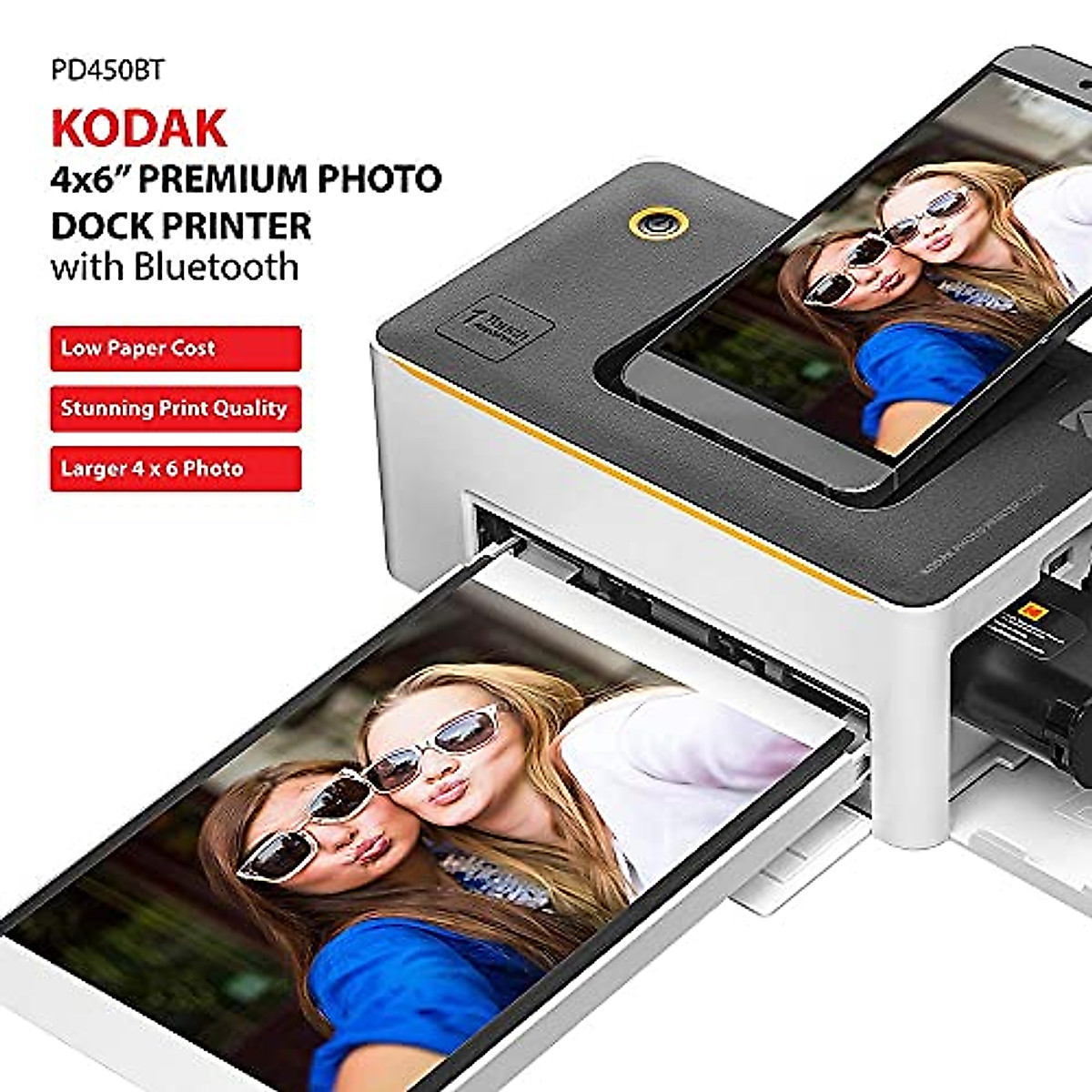 Kodak Dock Premium 4x6” Portable Instant Photo Printer, Bluetooth Edition | Full Color Photos, 4Pass & Lamination Process | Compatible with iOS, Android,Devices (2021 Edition)