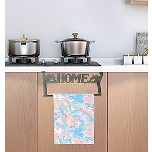 Cabinet Door Towel Holder, Over Cabinet Towel Bar, Kitchen Over Cupboard Door Towel Holder, Stainless Steel Dish Towel Holder for Cabinet Door, Matte Black (Light Blue)