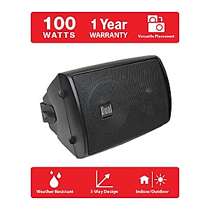 Dual Electronics LU43PB 3-Way High Performance Outdoor Indoor Speakers with Powerful Bass & Dual Electronics DBTMA100 Micro Wireless Bluetooth 2 Channel Stereo Class-D Amplifier