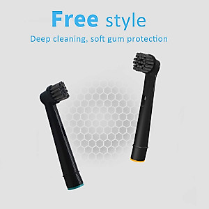 WuYan 16pcs Bamboo Charcoal Brush Heads for Oral B, Replacement Heads Rotation Type Electric Toothbrush Heads, for Pro Health/Triumph/Advance Power/3D Excel, Black Family Pack