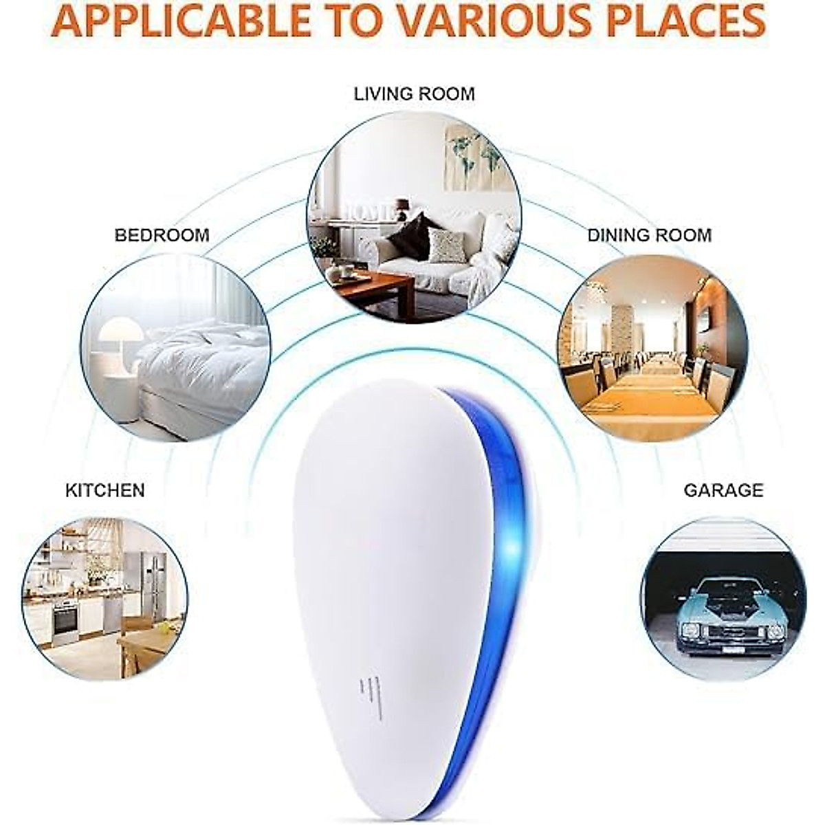 Ten KiKi Ultrasonic Pest Control Repeller, Plug-in Ultrasonic Pest Control Repellent for Mouse, Bug, Rodent, Insects, Cockroach, Mice, Spider, Ant, Mosquito& Rats Indoor Use Repeller 6 Packs