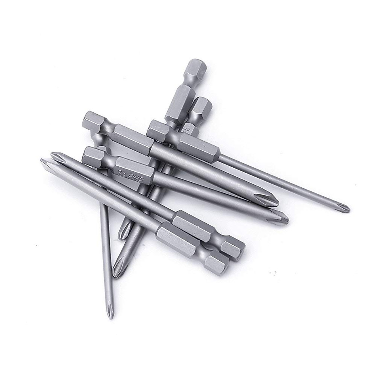 FURLOU Home Improvement Repair Screwdriver Tool 8pcs 75mm Long Magnetic Head Cross Hex Alloy Steel Screwdriver Bits Set Screwdriver