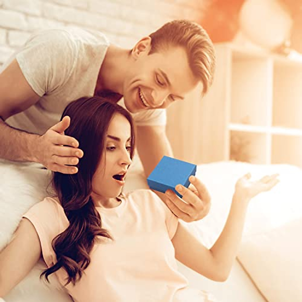 Necklace Earring Ring Box Gift Box,12 Pieces Square Cardboard Jewelry Gift Boxes,Cotton Filled Cardboard Paper Jewelry Box Gift Case (3.27x3.27x1.38 Inches) (Blue)