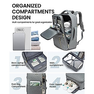 LOVEVOOK Carry On Backpack, 40L Airline Approved Travel Backpack for Women as Personal Item, Expandable 17 inch Laptop Backpack, Large Casual Daypack Waterproof Luggage Suitcase with Toiletry Bag