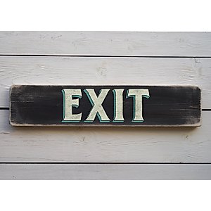 Wood Signs EXIT - Vintage Style Wooden Sign. Handmade Retro Home Gift Wooden Signs With Sayings 4x16 Inch
