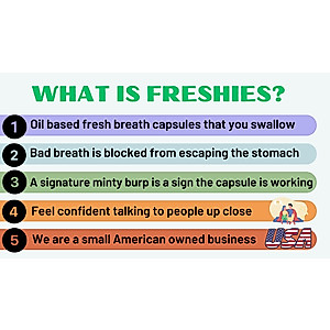 Freshies Gel Capsules for Bad Breath- Organic Peppermint and Parsley Oil Stomach Mint Breath Fresheners- Keto Friendly- Fresh Breath for 3+ Hours- 90 Count