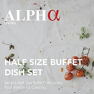 Alpha Living 6 Pack - Disposable Chafing Dish Buffet Set, Welded Body Food Warmers for Parties, 6hr Fuel Cans Complete Set, Half Size Pans, Warming Trays