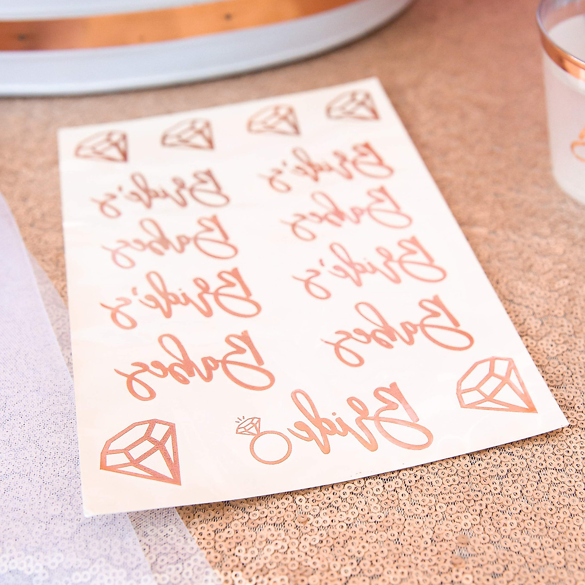 66 Piece Rose Gold Mega Bachelorette Party Decorations Kit, Fun Bridal Shower Decorations Pack, Bride to Be Sash, Rose Gold Cups, Veil, Bride & Ring Balloons, Premium Bridal Decorations for Shower