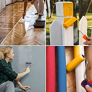 WORKPRO 12-Pack Foam Paint Roller 4 inch, Small Paint Roller Kit, Mini Paint Roller for Painting Walls, Cabinets, Doors, Fences, etc.