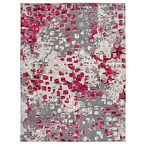 SAFAVIEH Madison Collection Area Rug - 10' x 14', Grey & Red, Boho Abstract Distressed Design, Non-Shedding & Easy Care, Ideal for High Traffic Areas in Living Room, Bedroom (MAD425R)