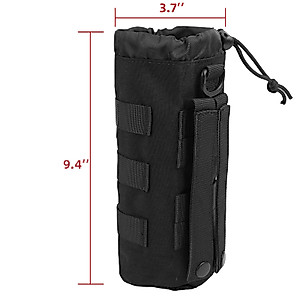 LOOGU Sports Water Bottle Pouch Bag, Molle Water Bottle Holder with Drawstring Open Top & Mesh Bottom, Travel Mesh Water Bottle Bag Tactical Hydration Carrier