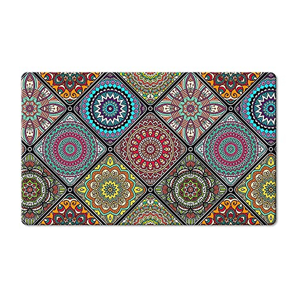 QiyI Anti Fatigue Kitchen Mat 1 Piece Boho Kitchen Rug Waterproof Oil Proof Runner Rug Floral Medallion Laundry Comfort Standing Mat Cushioned Area Doormat 17" W x 29" L - Ethnic Traditional Pattern