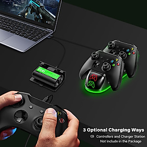 Rechargeable Xbox Controller Battery Pack,2x4800mWh(2x1800mAh) Batteries Pack for Xbox Series S|X/Xbox One S/One X/One Elite,Xbox Battery Charger with USB-C Cable,Xbox Accessories with 4 Cover(2 Pack)