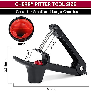 Cherry Pitter - Heavy-Duty Olive and Cherry Pitter Corer Tool with Space-Saving Lock Design, Multi-Function Cherries Stoner Seed Remover Tool for Make Fresh Cherry Dishes