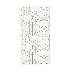 JUAMA Moroccan Geometric Linear White Gold Hand Towel Lightweight Fingertip Towel Absorbent Hand Towel for Bathroom Gym Yoga Sport Multi-Purpose Towel 30x15 in
