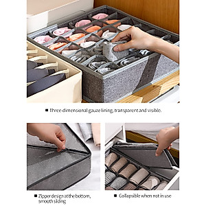 BESTUNIHOM Collapsible Underwear Organizer, 16 Cell Oxford Closet Drawer Dividers for Women Men Kids Panties,2pcs Grey NYSN01-GR16C2P