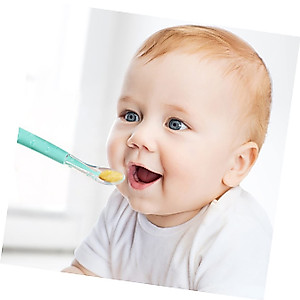 Kisangel Mud Scraping Spoon 2 Sets Scraper Toddler Double Head Stainless Steel Feeding Spoon Stainless Steel Spoon
