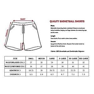 Men's Basketball Shorts Workout Gym Knee Pants with Pockets Athletic Walking Red Square Splicing Shorts M