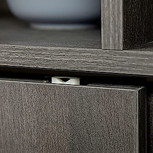 HOMCOM Sideboard with Glass Sliding Doors, Buffet Cabinet, Coffee Bar Cabinet with Adjustable Shelf, Dark Grey