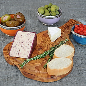 BeldiNest Olive Wood Cutting Board: Versatile Large Cheese Board and, Charcuterie, Steak Board, and Serving Platter with Rustic Handle and Juice Groove 16"