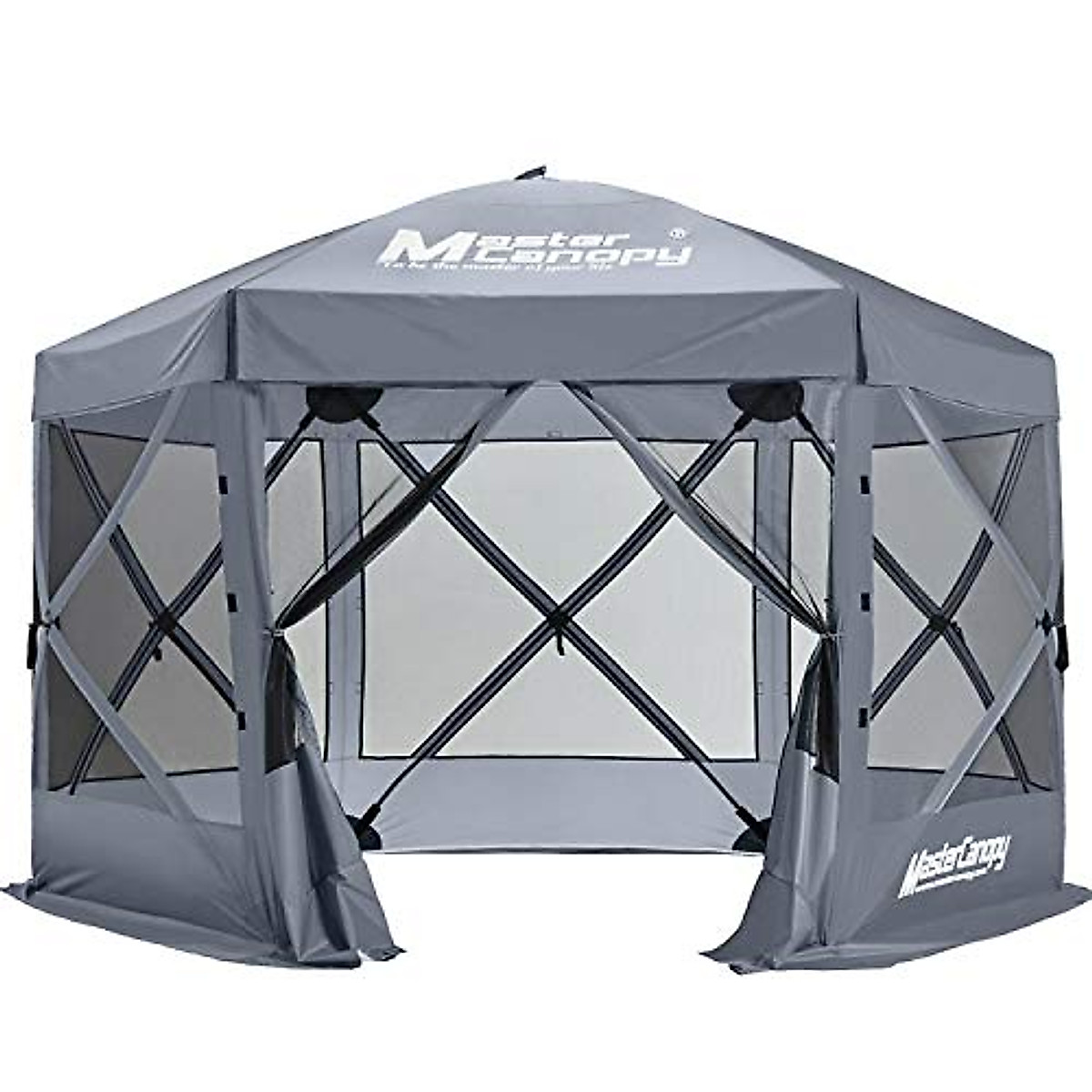 MASTERCANOPY 12x12 Portable Screen House Room Pop up Gazebo Outdoor Camping Tent with Carry Bag (12x12,Gray)