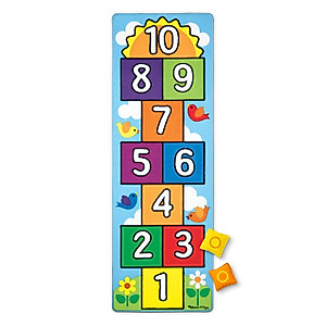 Melissa & Doug Hop & Count Hopscotch Rug (Play Space & Room Decor, Skid-Proof Backing, 27” H x 5.5” W x 5.5” L) - Classic Hopscotch Rug For Kids