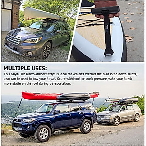 Quick Hood Loops, Mind and Action Kayak Tie Down Anchor Straps, Canon Transport Accessories for Car Hoods and Trunks (2 Pack)