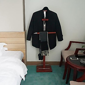 KARMIO Suit Valet Stand with Pant Bar Clothing Valet Rack with Small Tray Wood Freestanding Valet Rack for Women and Men,Used in Entryway Office Living Room