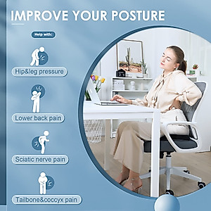 DAINTIER Seat Cushion Black Comfort Soft Supportive Cushion - Ergonomic Butt Cushion, Wheel Chair Memory Foam Desk Pad for Long Sitting, Back Coccyx Tailbone Pain Relief …