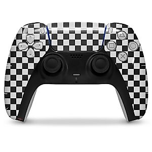 WraptorSkinz Skin Wrap compatible with Sony PS5 DualSense Controller Checkered Canvas Black and White (CONTROLLER NOT INCLUDED)