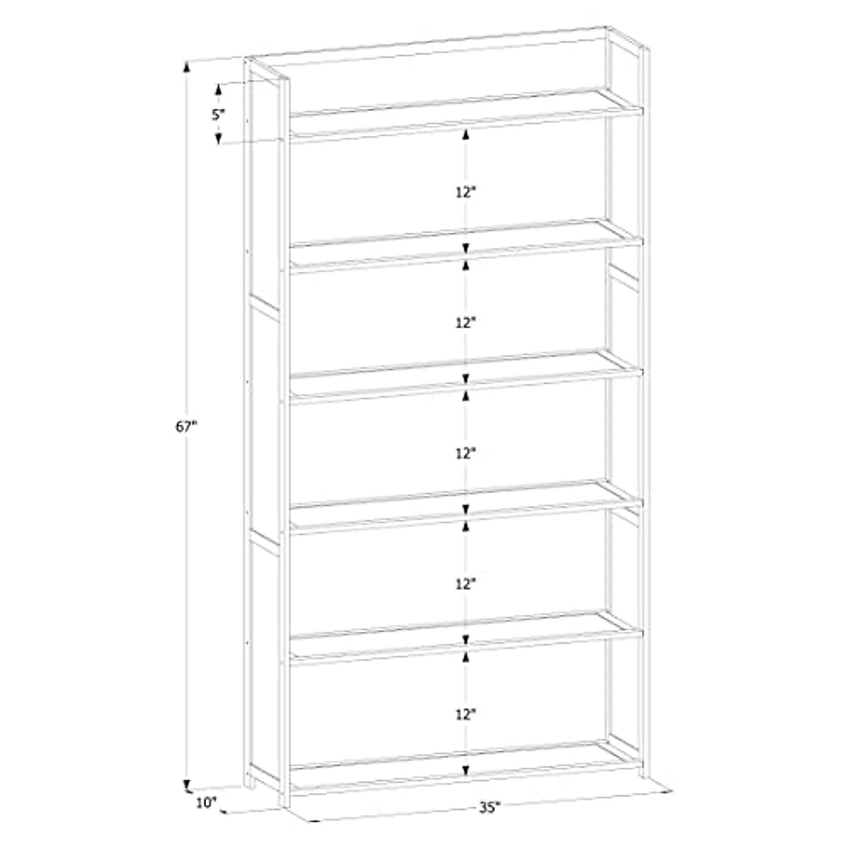MoNiBloom 6 Tier Open Shelf, Bamboo Large Multifunctional Bookcase Storage Cabinet Display Shelves Organizer for Living Room Bedroom Study Room, Brown