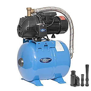 Superior Pump 94520 1/2 HP Cast Iron Convertible Jet Pump Kit W/24L, 24L Tank, Black