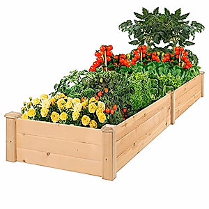 Betterland 8 FT Wooden Raised Garden Bed Outdoor Elevated Flower Planter Box Kit for Vegetables Fruits Herb Grow Yard Gardening, Natural